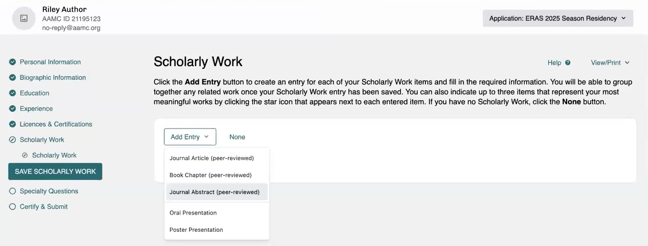 ERAS Publications Now "Scholarly Work" | 2026-27 Changes